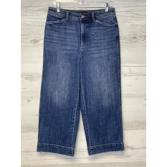 Talbots | Jeans | Talbots Wide Leg Crop Jeans Womens 8 Blue Denim High ...